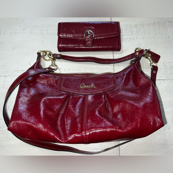 Coach | Bags | Coach Plum Purple Patent Leather Satchel Handbag ...